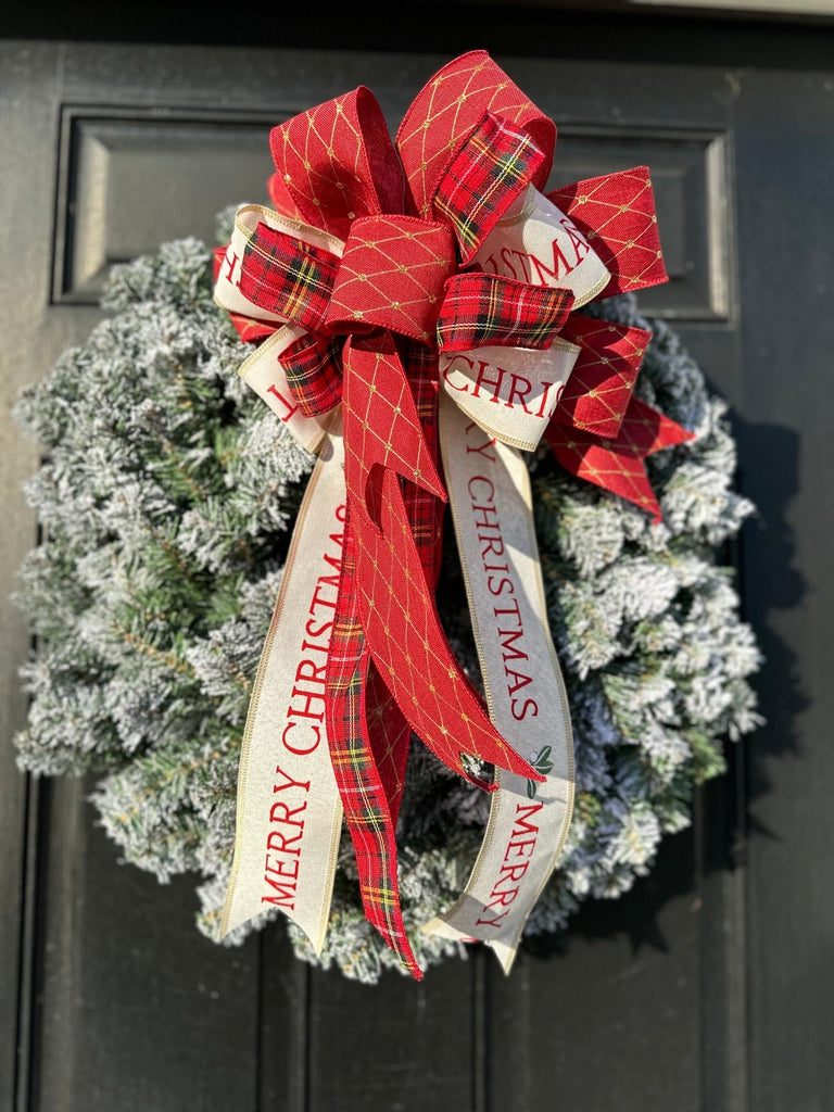 Red and White Merry Christmas Tree Topper – Enchanted Vines