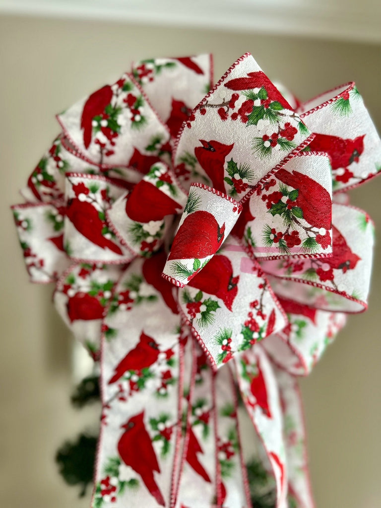 Cardinals Themed Tree Topper for Winter – Enchanted Vines