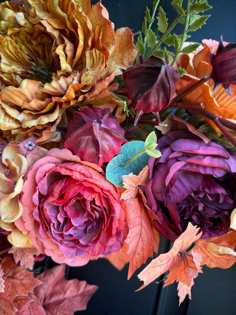Fall Peony and Dahlia Wreath, Autumn Decor – Enchanted Vines